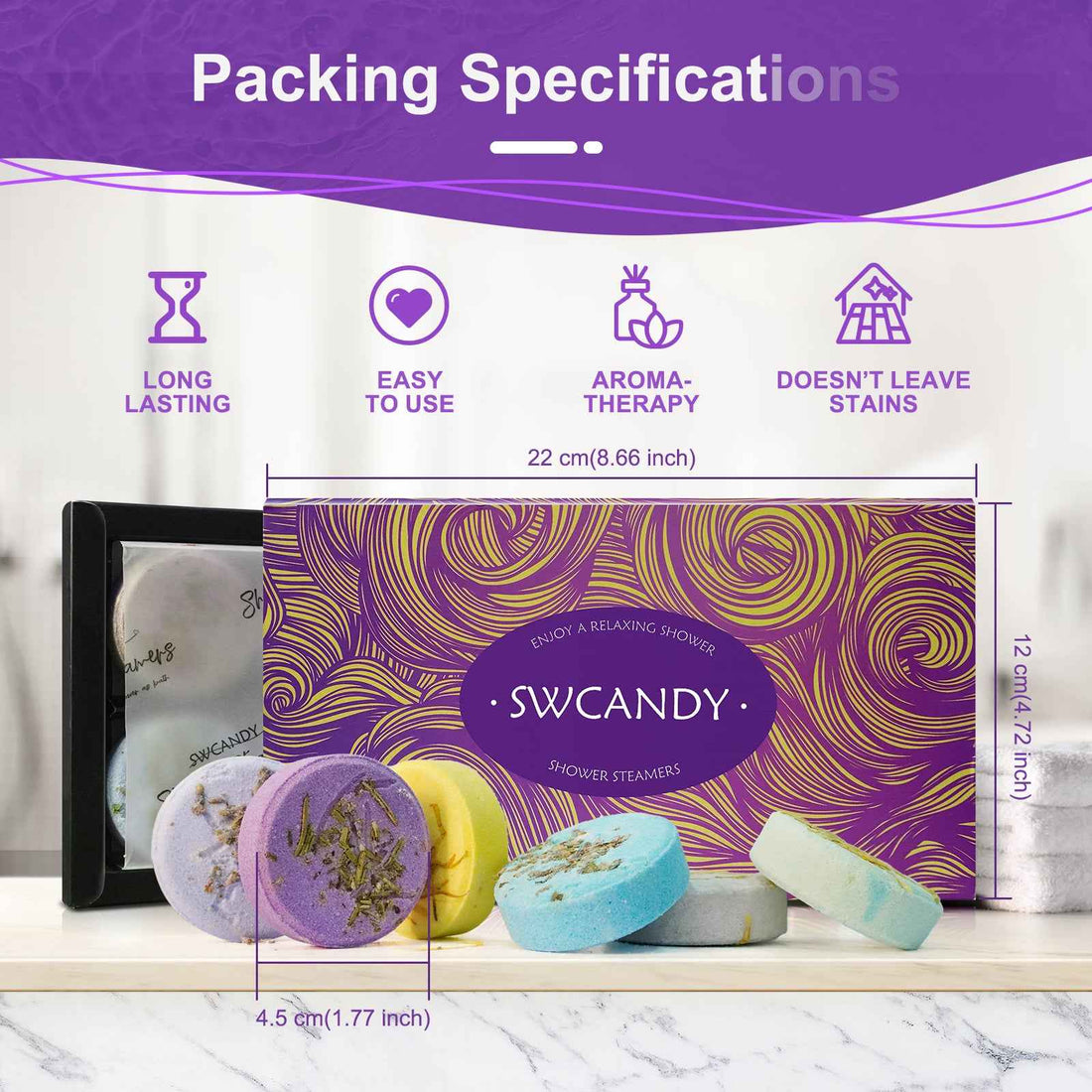 Swcandy 8 Pcs Aromatherapy Shower Steamers Gifts Set Lavender – SWCANDY